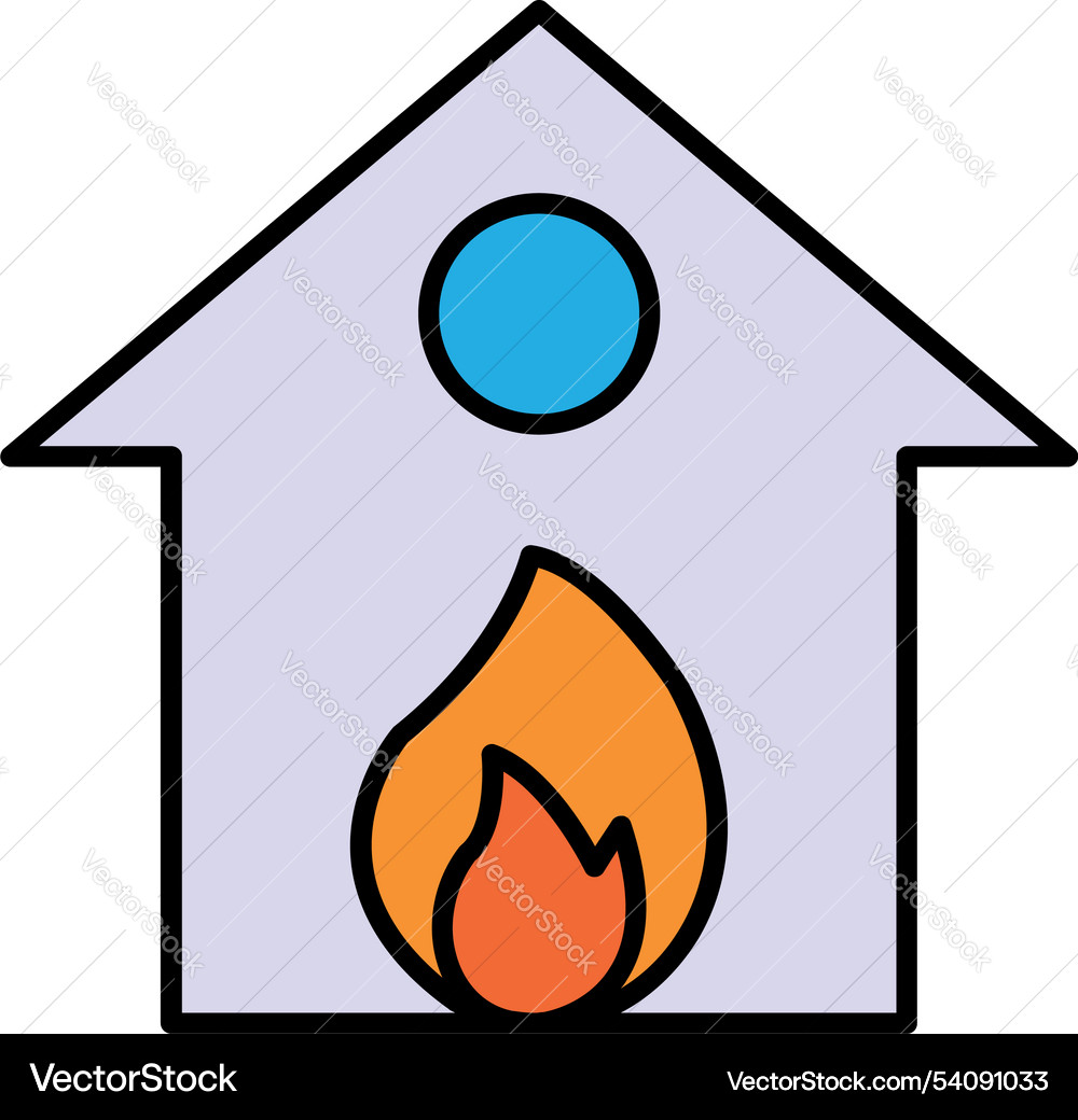 Burning house line filled icon design Royalty Free Vector