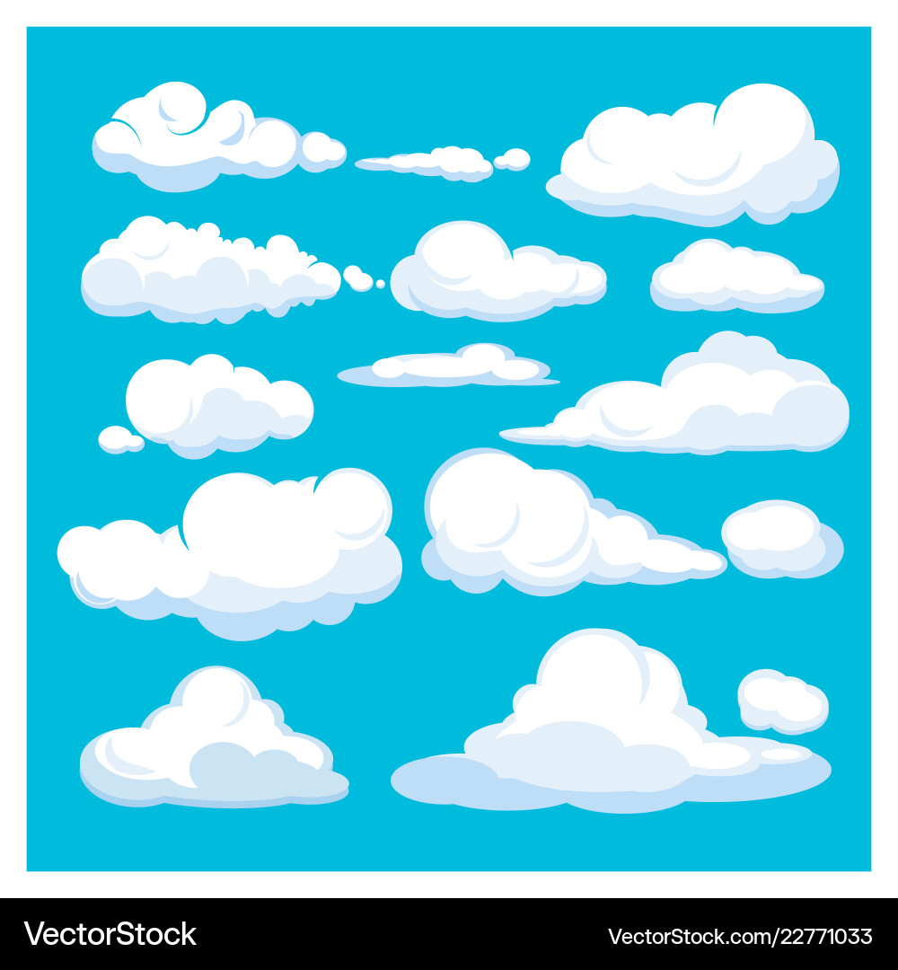 Cartoon clouds blue sky aerial cloudscape Vector Image