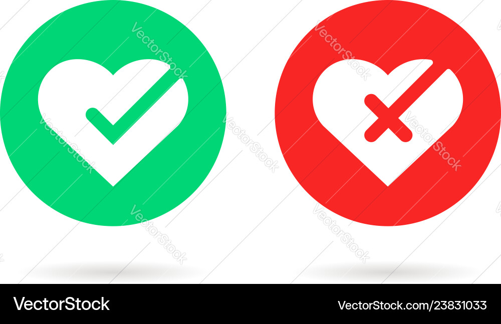 Check Marks and Hearts Icon Royalty Free Vector Image