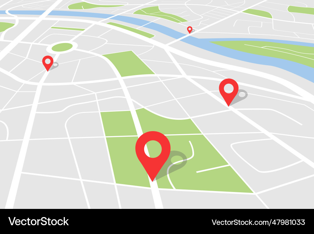 City map with location town plan pin for gps Vector Image