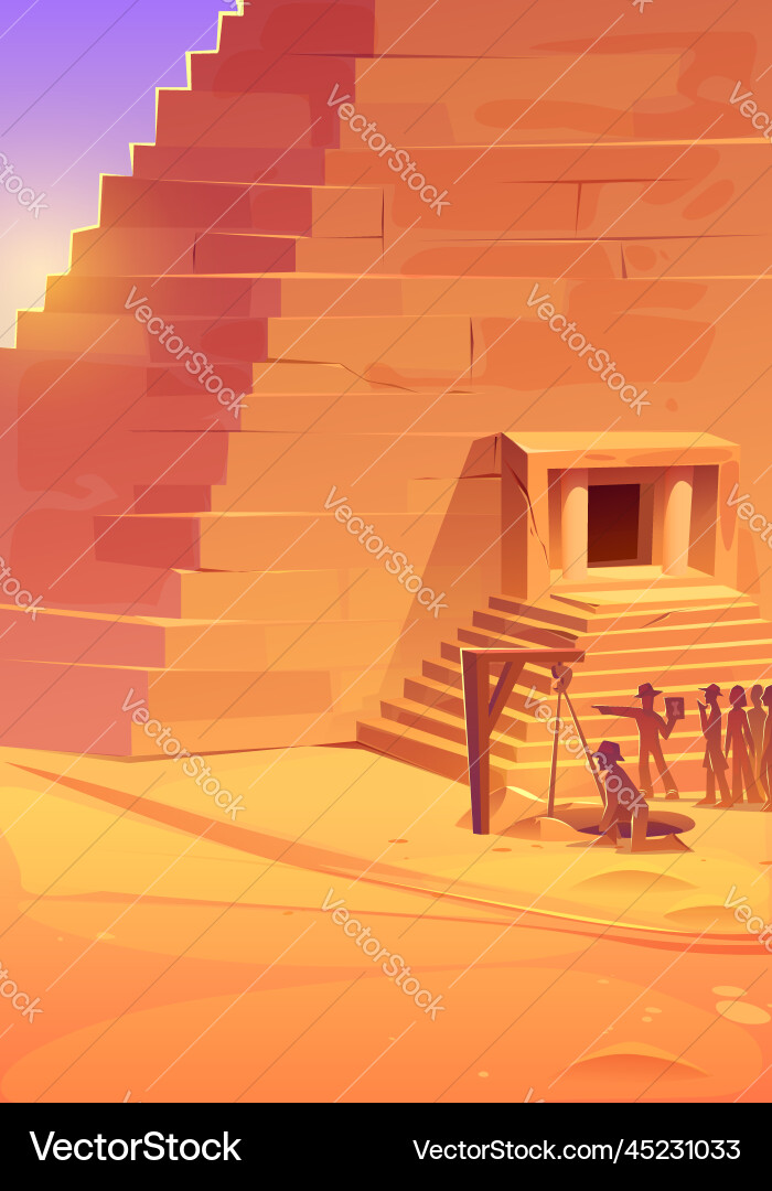 Egypt landscape with pyramid excavation site Vector Image