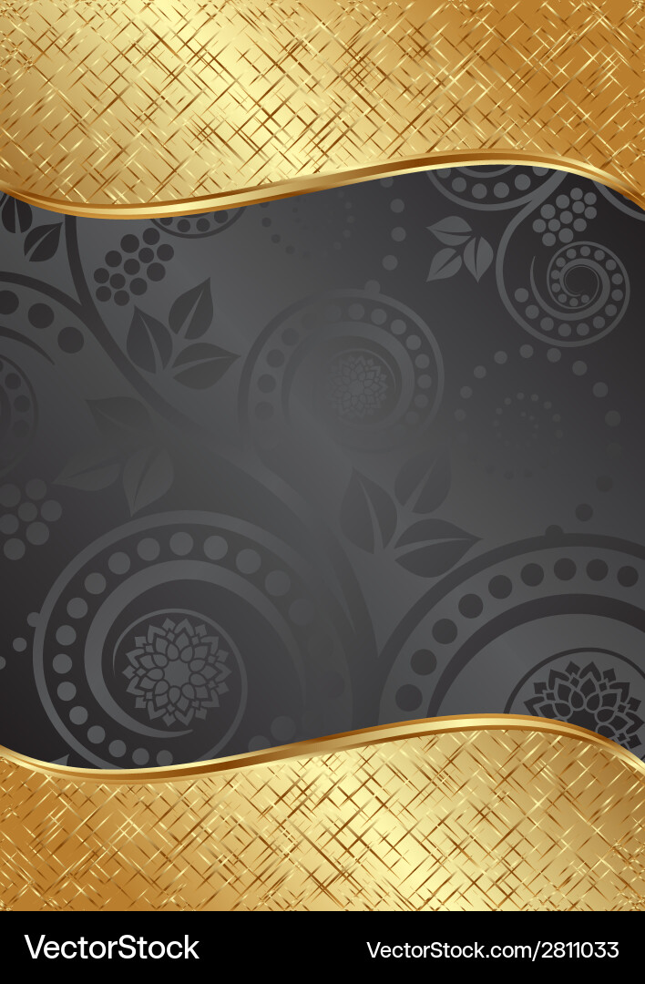 Gold and black floral background Royalty Free Vector Image