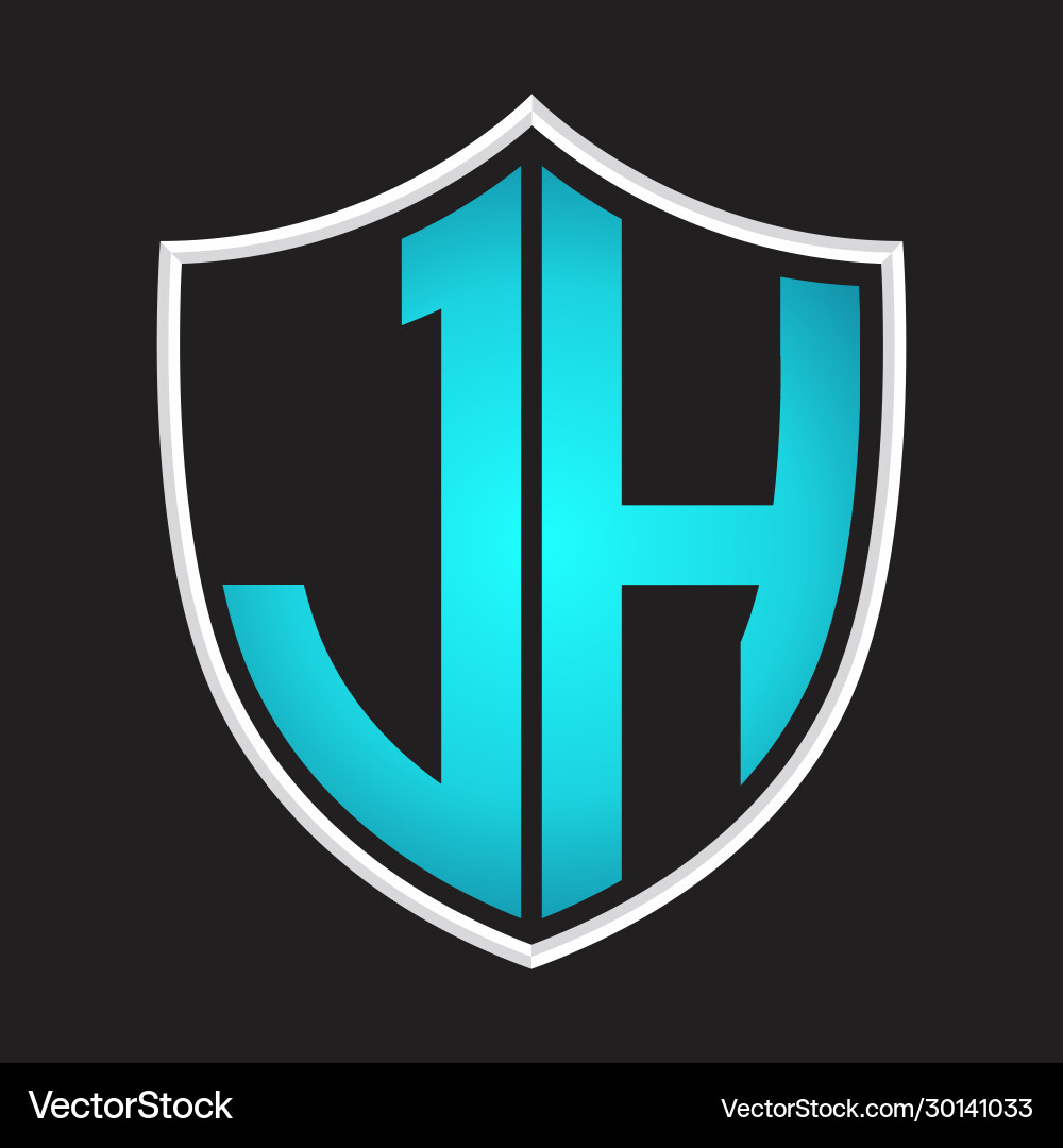 Jh logo monogram with shield shape isolated blue Vector Image