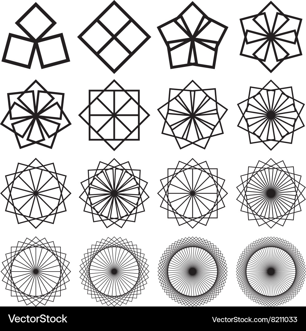 Round ornaments set abstract creative flowers Vector Image