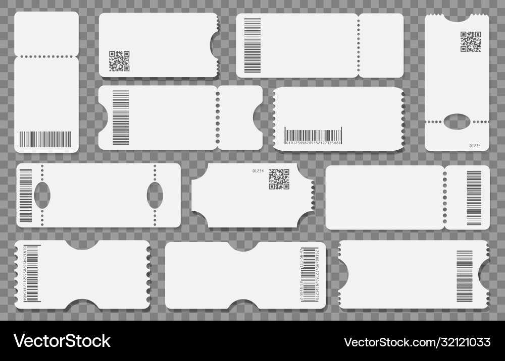 White empty coupons on transparent Royalty Free Vector Image
