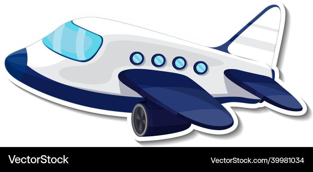 Cartoon Airplane Sticker Royalty Free Vector Image