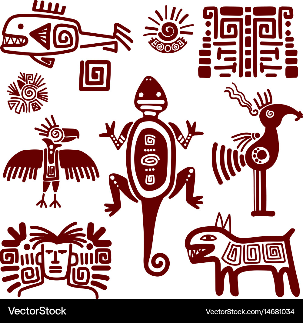 Maya or indian traditional signs Royalty Free Vector Image