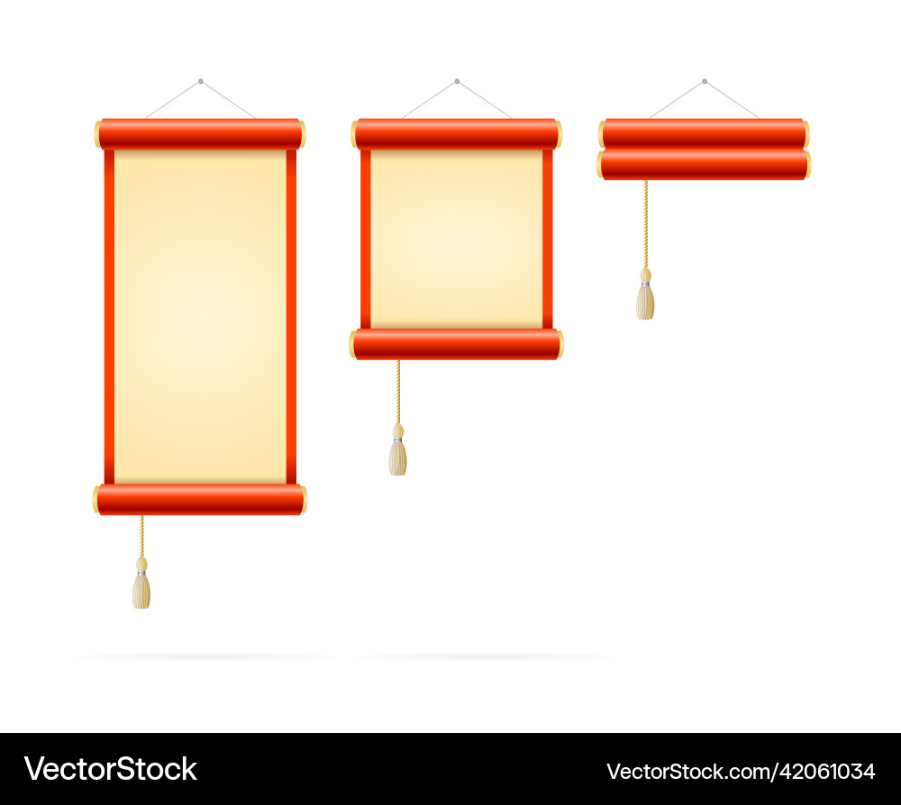 Realistic detailed 3d traditional chinese scroll Vector Image