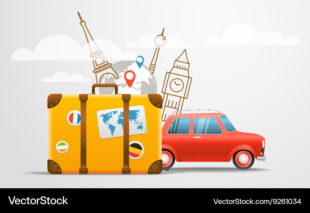 Retro Car Vacation Royalty Free Vector Image - VectorStock