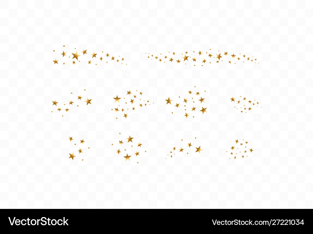 Set golden falling stars cloud Royalty Free Vector Image