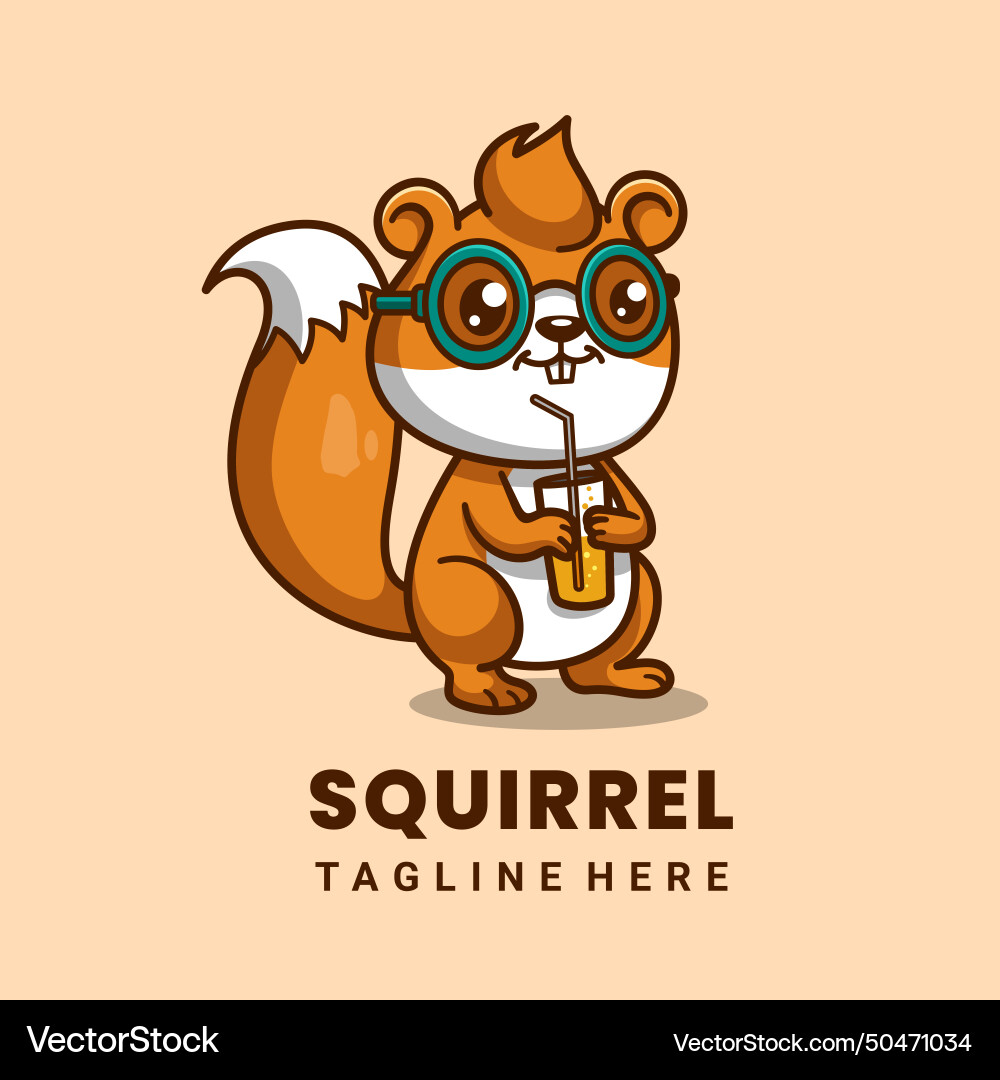 Simple mascot logo squirrel character design Vector Image
