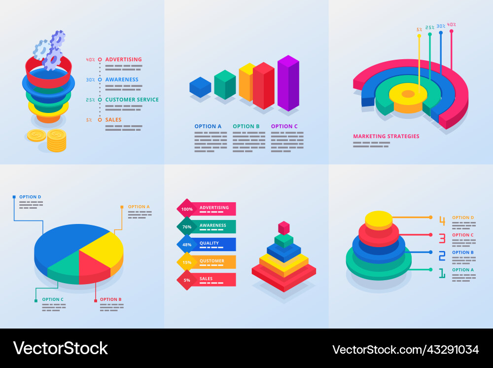 Six infographics for presentation Royalty Free Vector Image