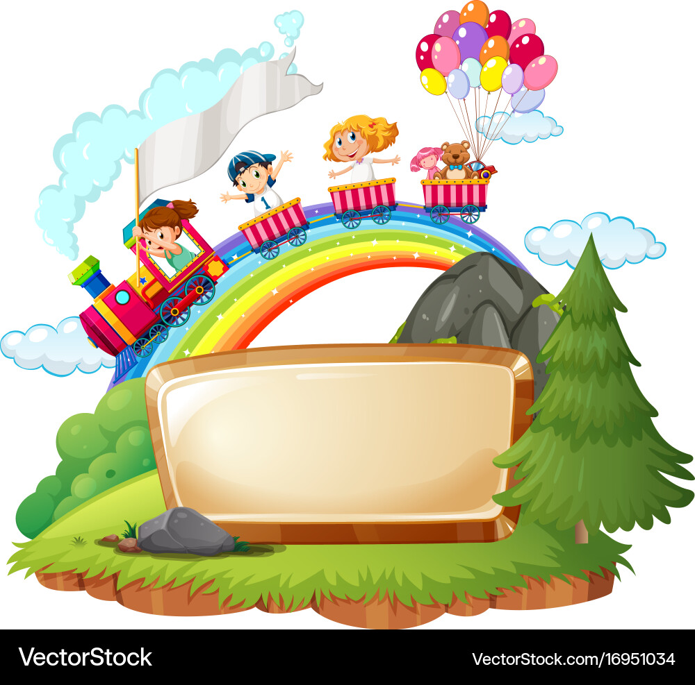 Train Border Template - Children's Illustration Vector Image