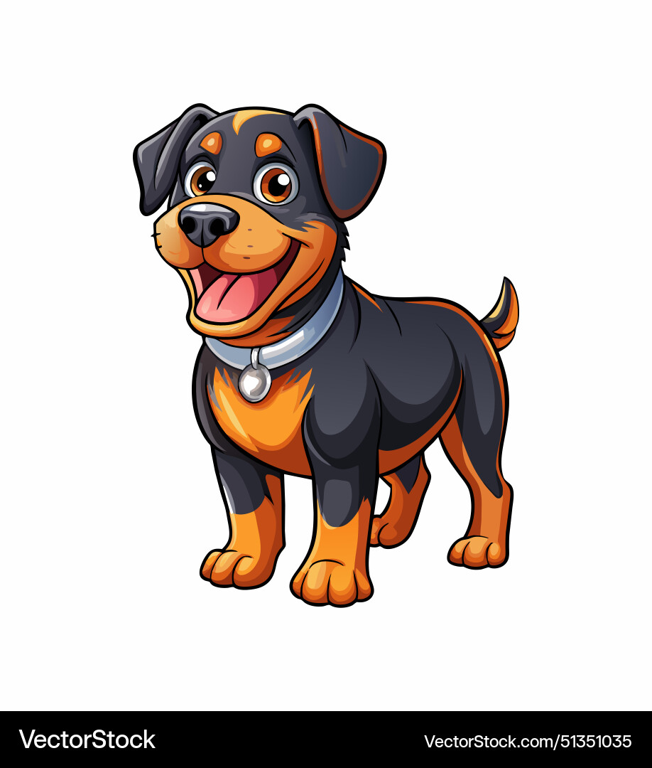 A joyful cartoon rottweiler on white background Vector Image