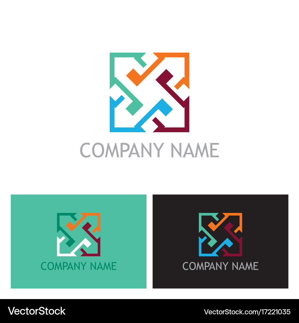 Arrow colored square company logo Royalty Free Vector Image