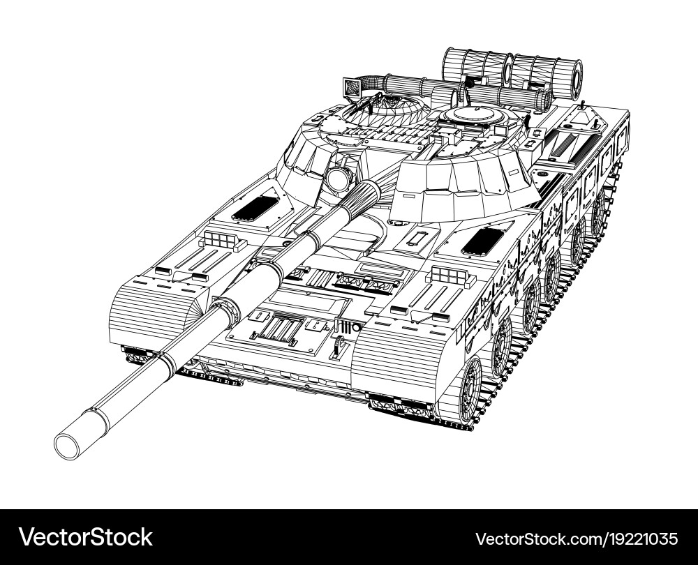 Blueprint of realistic tank Royalty Free Vector Image
