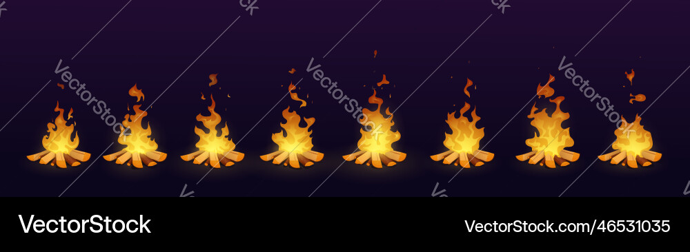 Bonfire animation fire flame animated cartoon Vector Image