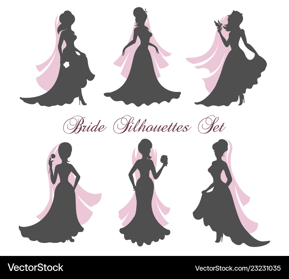 Bride silhouettes set Royalty Free Vector Image
