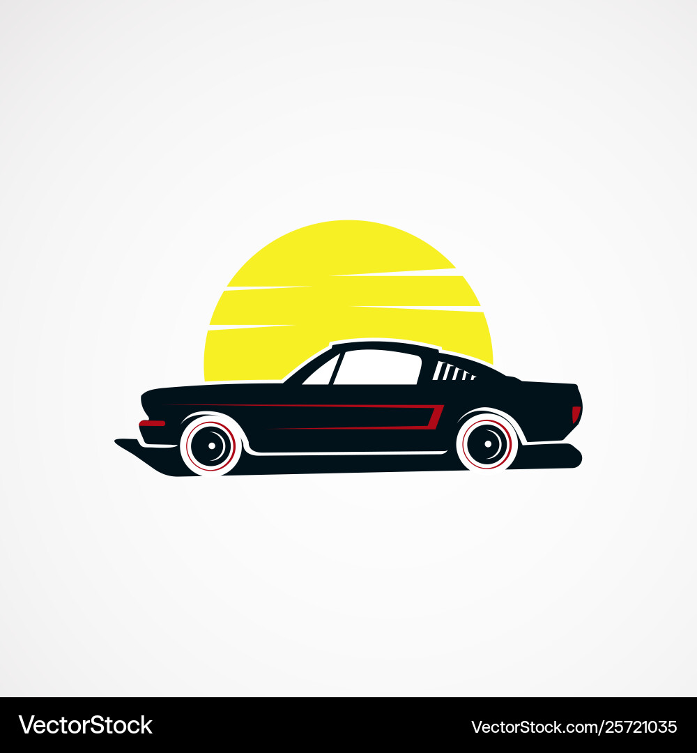 Car sun retro vintage concept logo icon element Vector Image