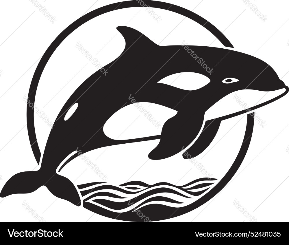 Chibi cetacean playful orca emblem tiny titan Vector Image