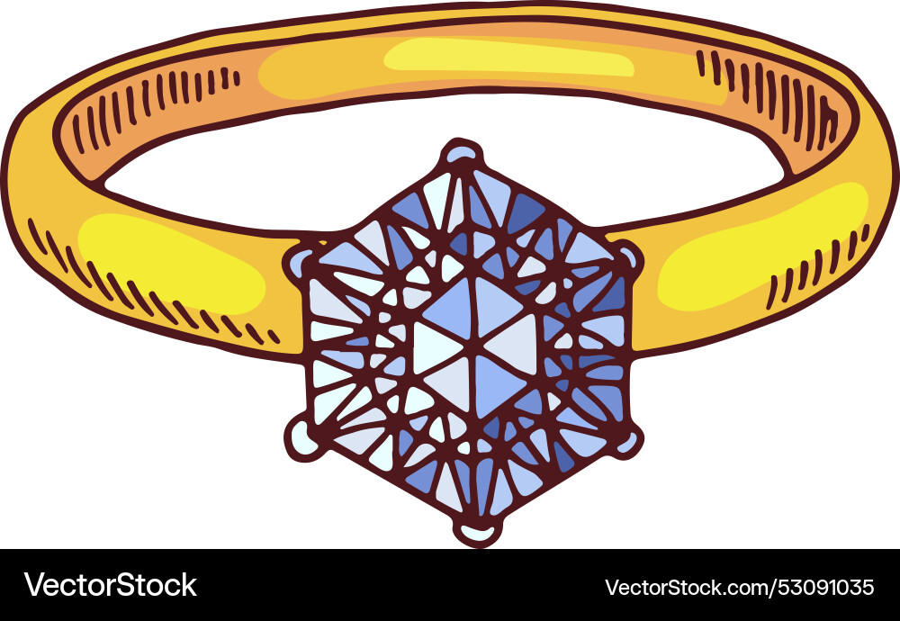Diamond ring color line icon engagement symbol Vector Image