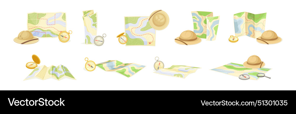 Expedition map depicting geography and route Vector Image