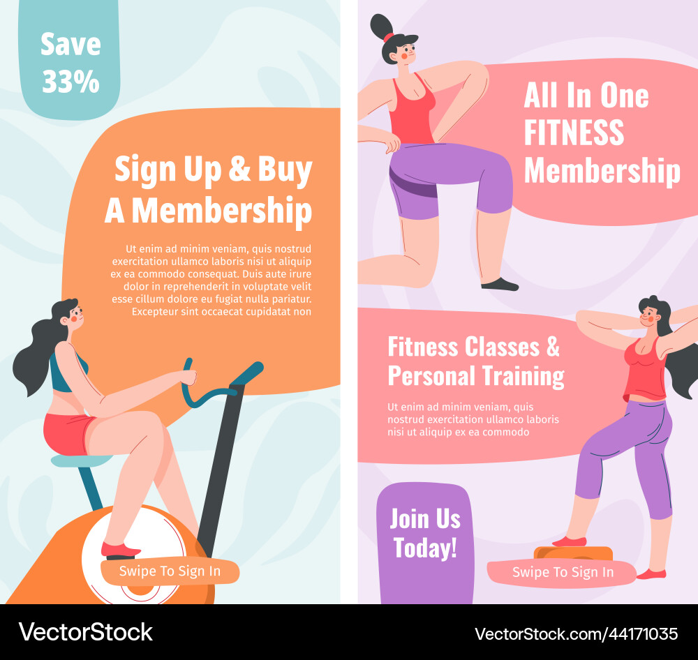 Fitness classes and personal training sign up Vector Image