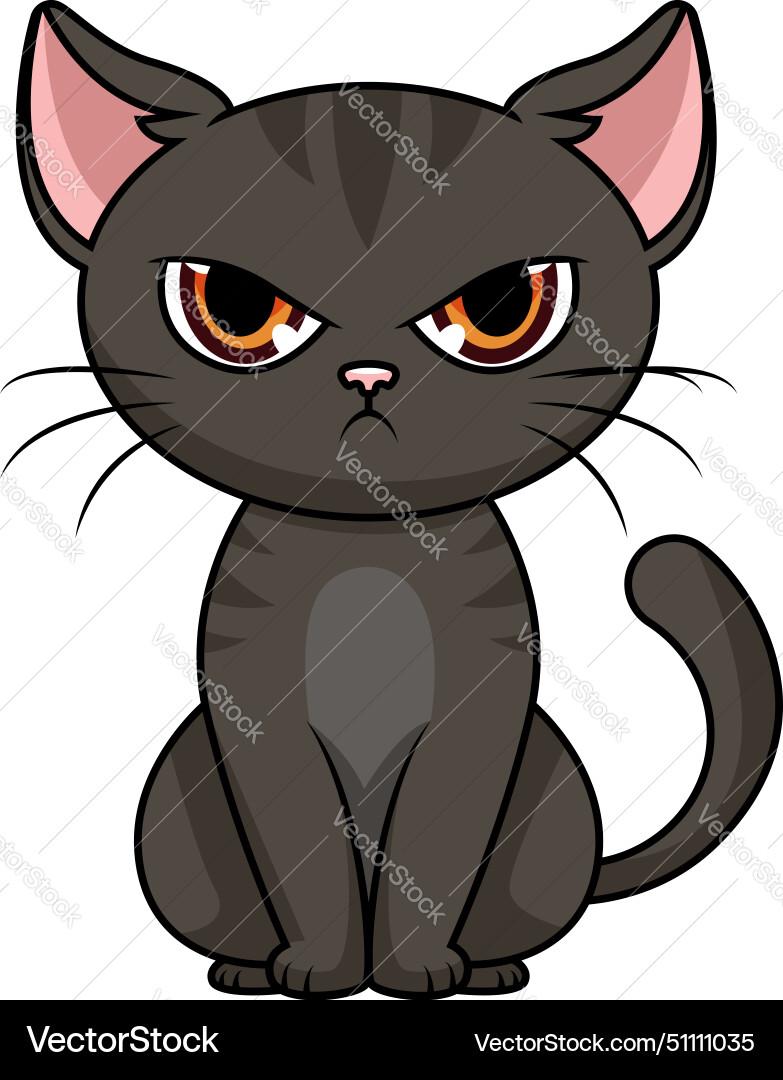 Grumpy Black Cat Clip Art Royalty Free Vector Image
