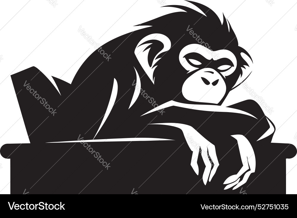 Lazy ape lounge couch sleep logo design sofa Vector Image