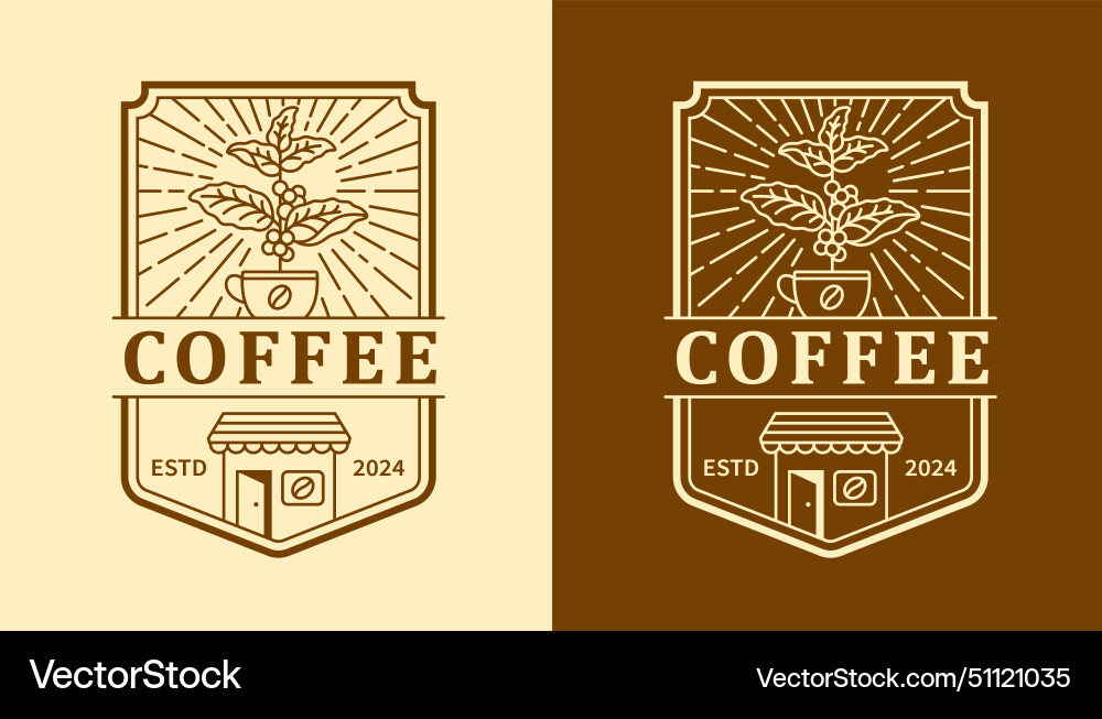 Nature coffee line art design template Royalty Free Vector