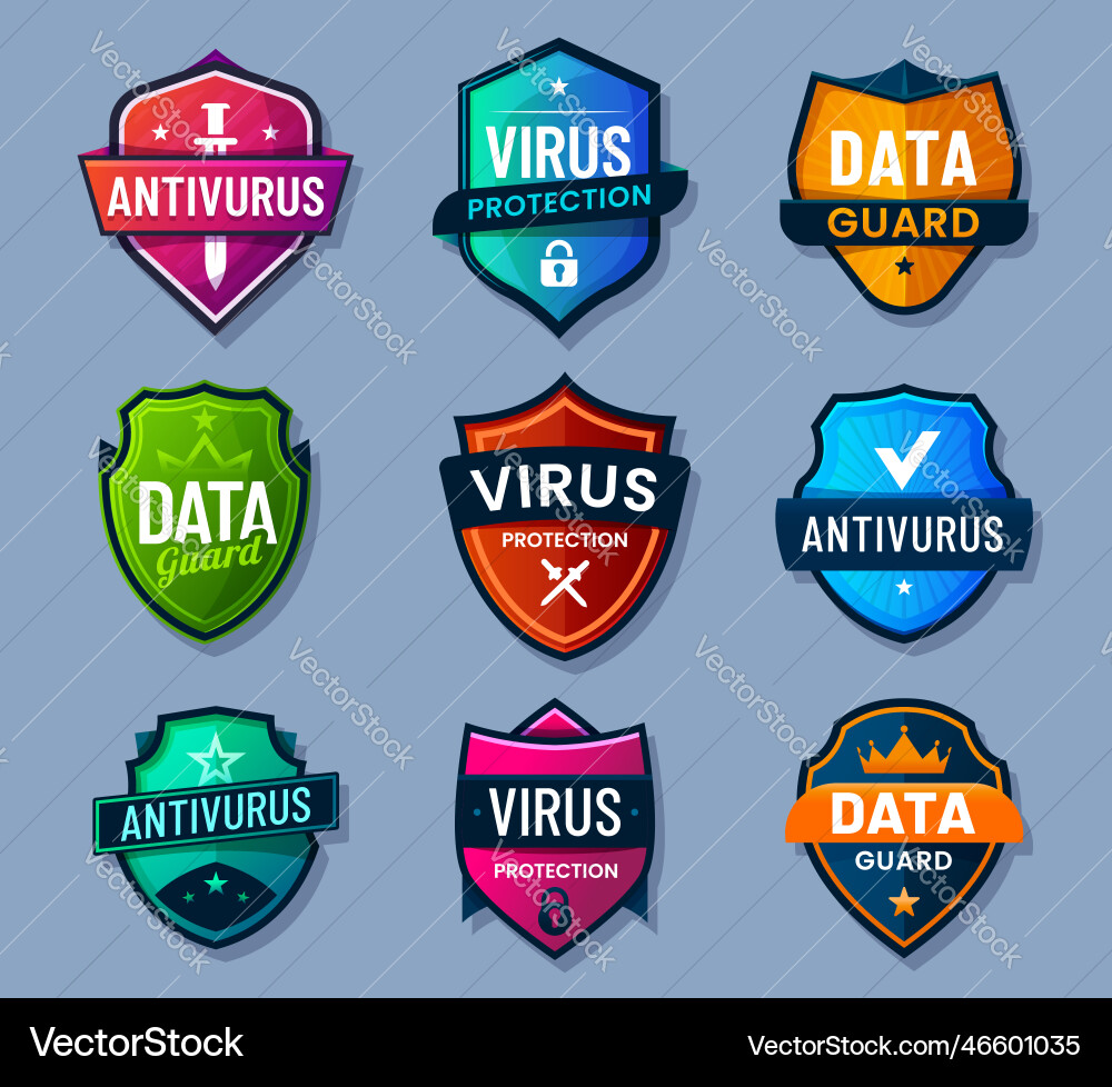 Shield of antivirus data guard virus protection Vector Image