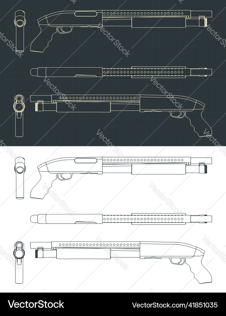 Shotgun drawings Royalty Free Vector Image - VectorStock