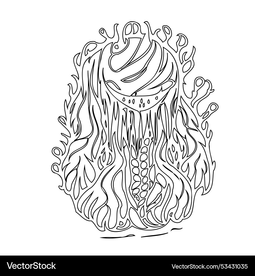 Swamp monster outline sketch Royalty Free Vector Image