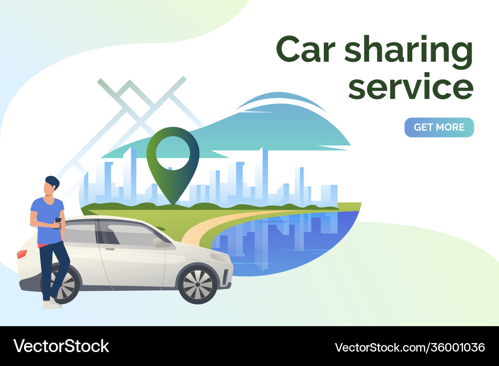 Car sharing service lettering man Royalty Free Vector Image