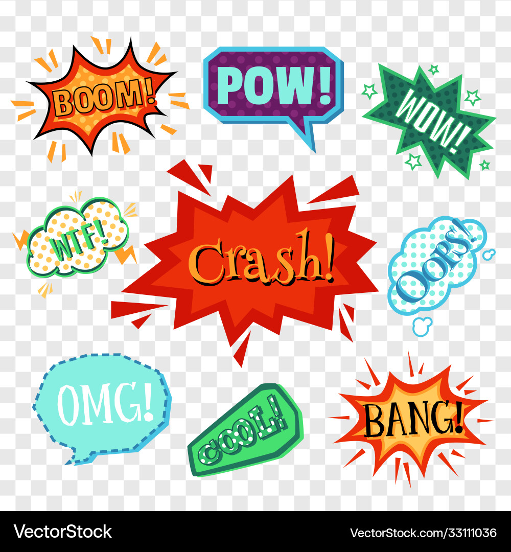Comic speech and explosion bubbles cartoon Vector Image