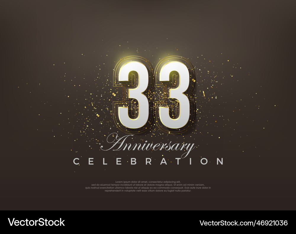 Elegant 33rd anniversary number premium Royalty Free Vector