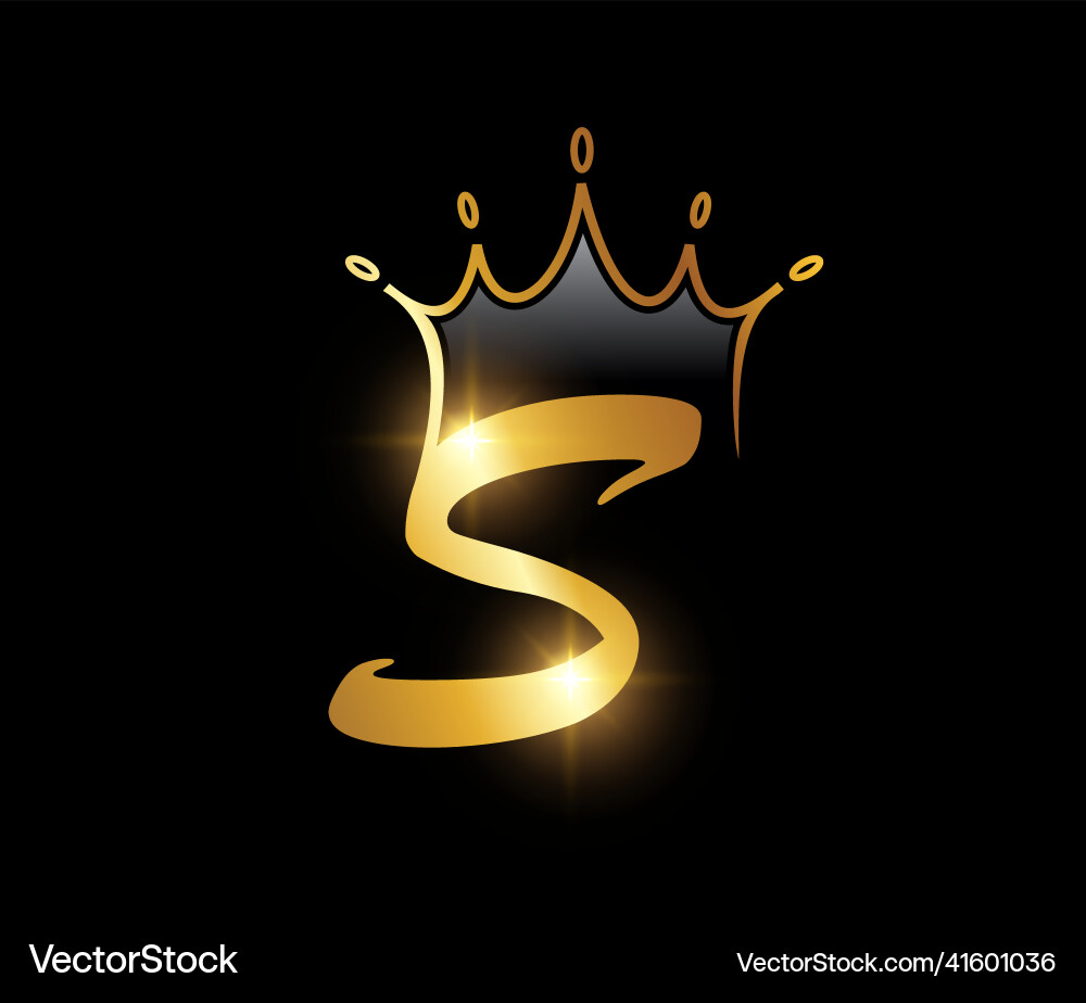 Golden crown monogram logo initial letter s Vector Image
