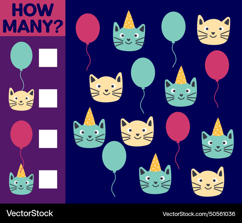 How many cat game for children printable worksheet