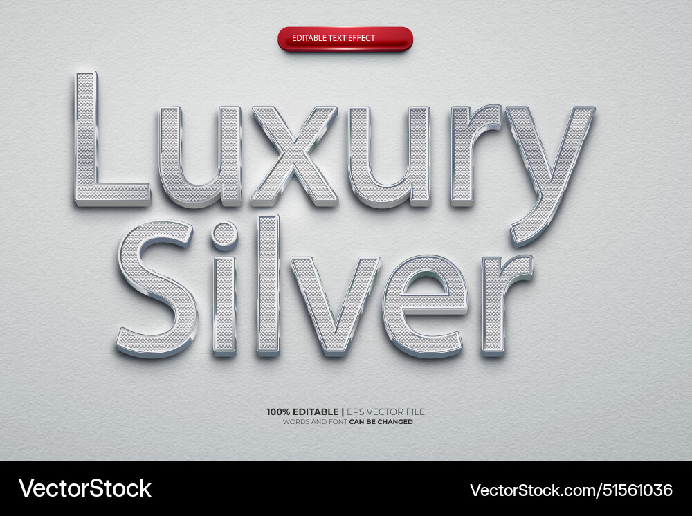 Luxury silver 3d editable text effect logo Vector Image