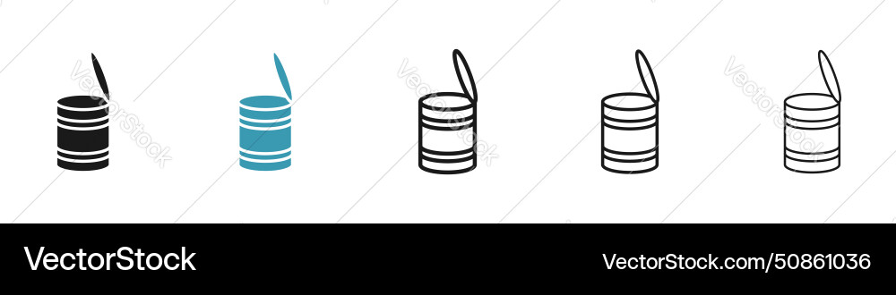 Open tin can icon set metal symbol Royalty Free Vector Image