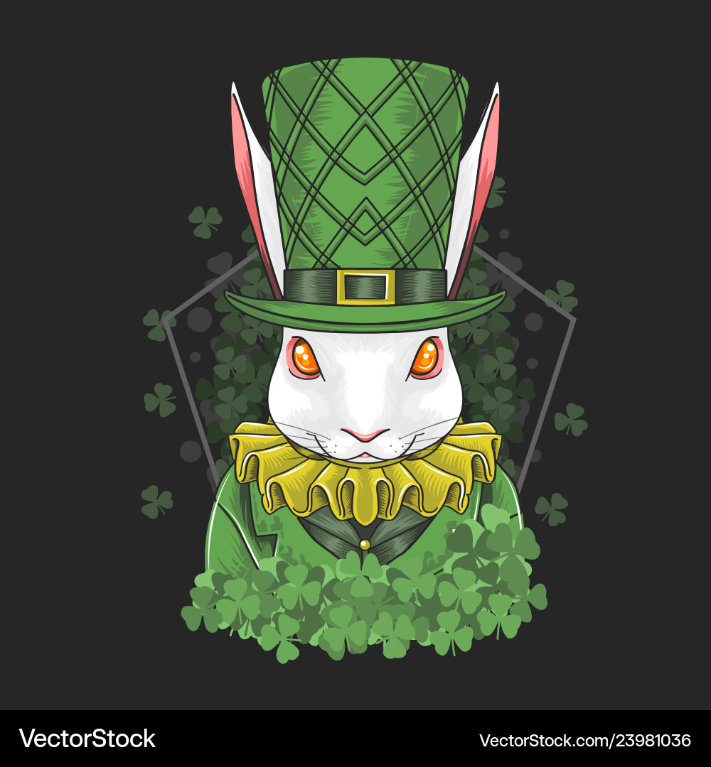 Rabbit easter st patricks day Royalty Free Vector Image