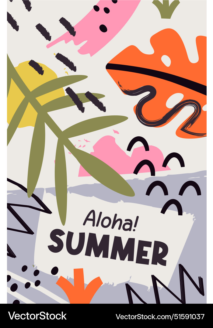 Aloha summer hand drawn poster Royalty Free Vector Image