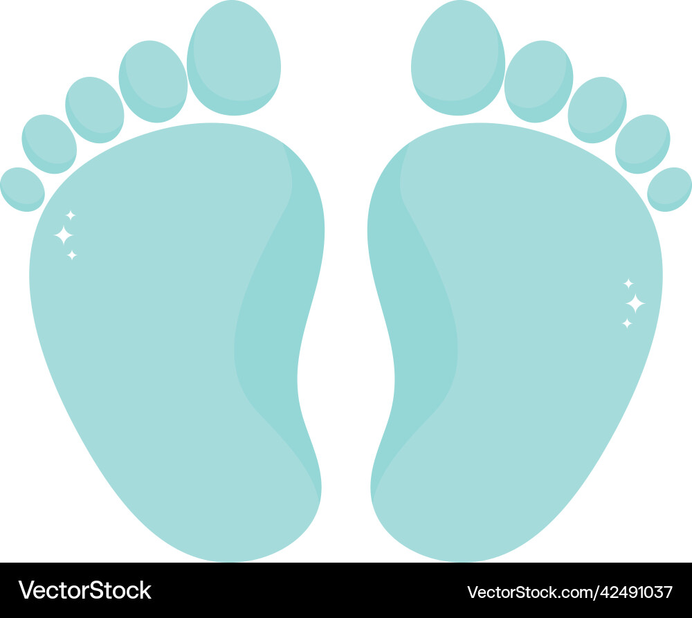 Blue baby foot print Royalty Free Vector Image