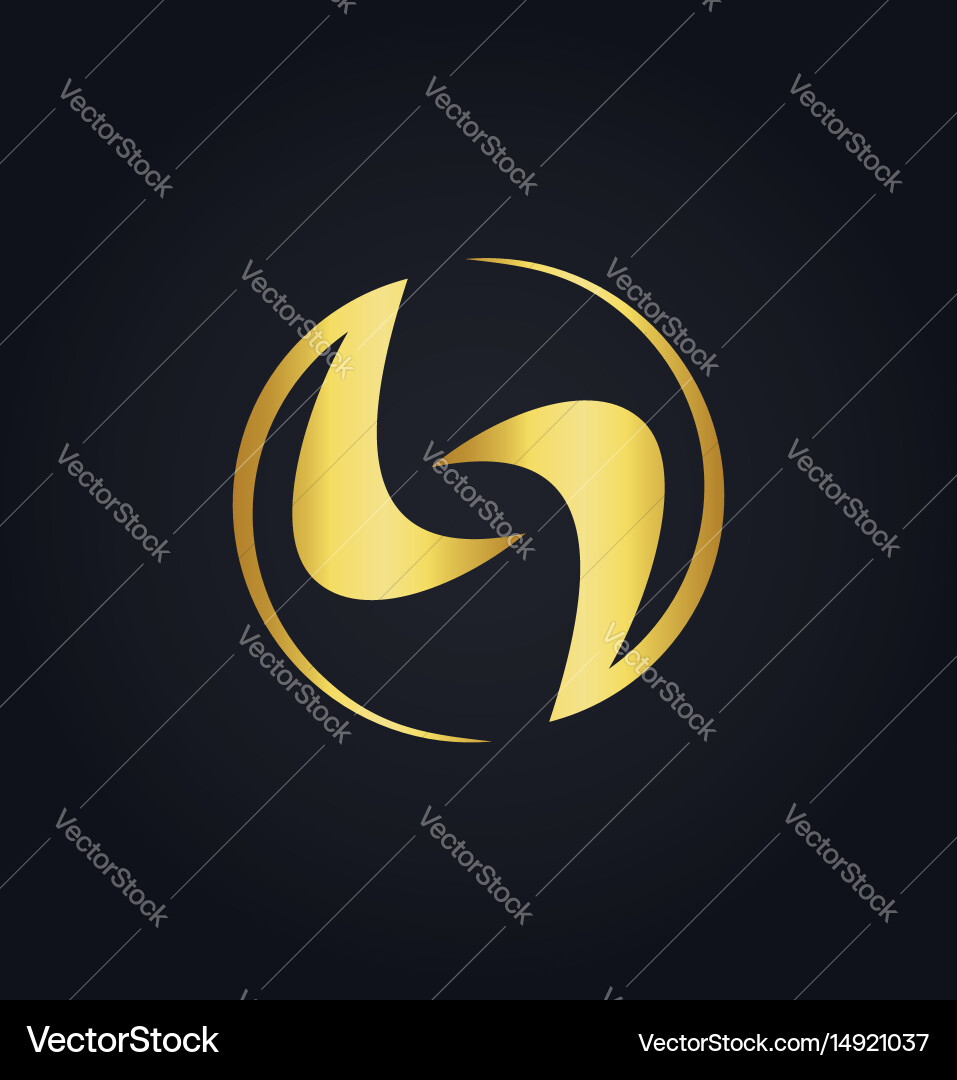 Gold abstract unique round circle logo Royalty Free Vector