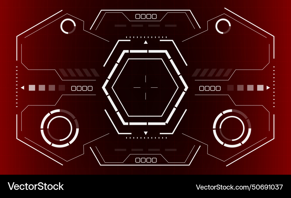 Hud sci-fi hexagon interface screen view white Vector Image