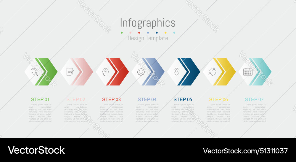Infographic 7 options design elements Royalty Free Vector