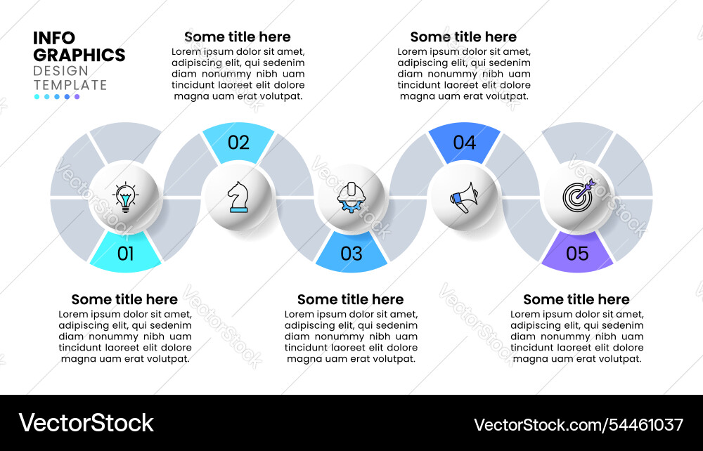 Infographic template horizontal line with 5 Vector Image
