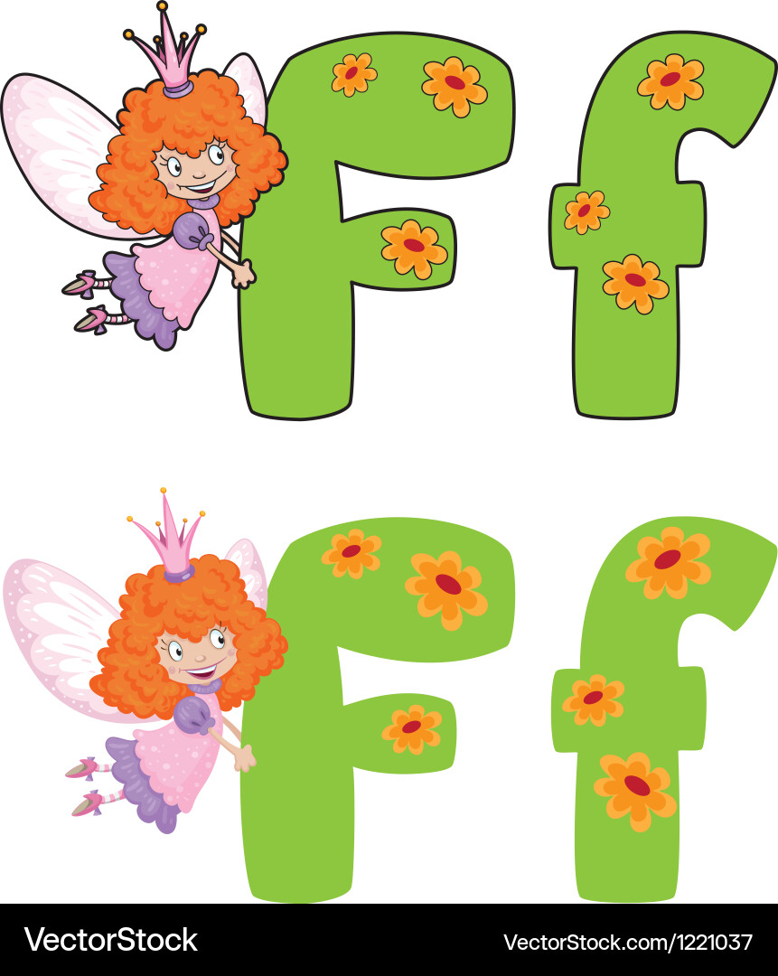 Letter f fairy Royalty Free Vector Image - VectorStock