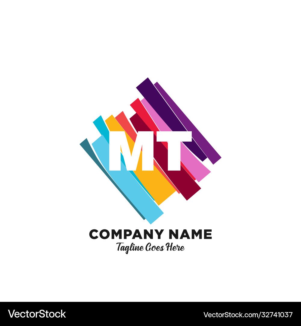 Mt Initial-Logo mit bunten Vorlage Lizenzfreies Vektorbild