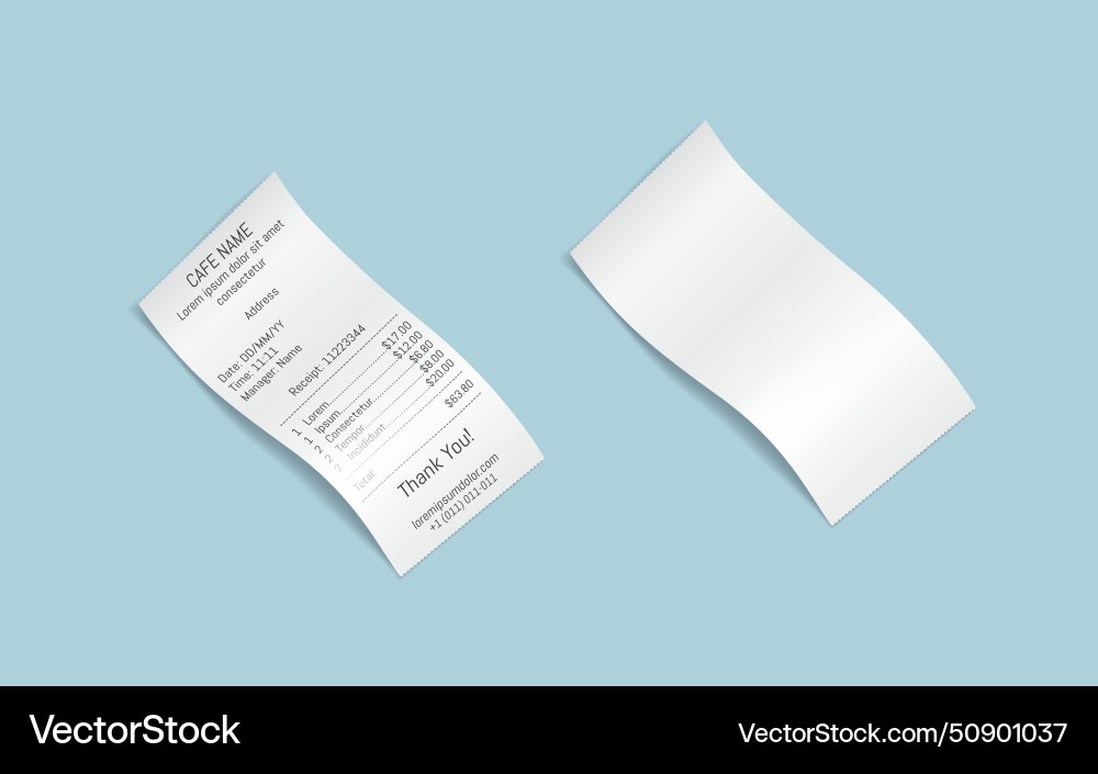 Paper shopping bills realistic set Royalty Free Vector Image